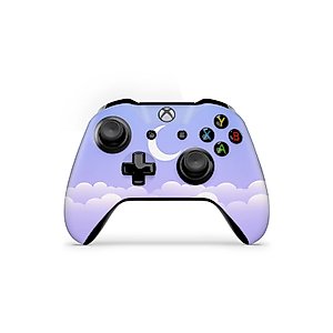 ZOOMHITSKINS Controller Skin Compatible with X1 S and X1 X, Vinyl Sticker Technology, Blue Lilac Moon Purple Cartoon Cute, Durable, Bubble-free, Goo-free, 1 Skin, Made in The USA