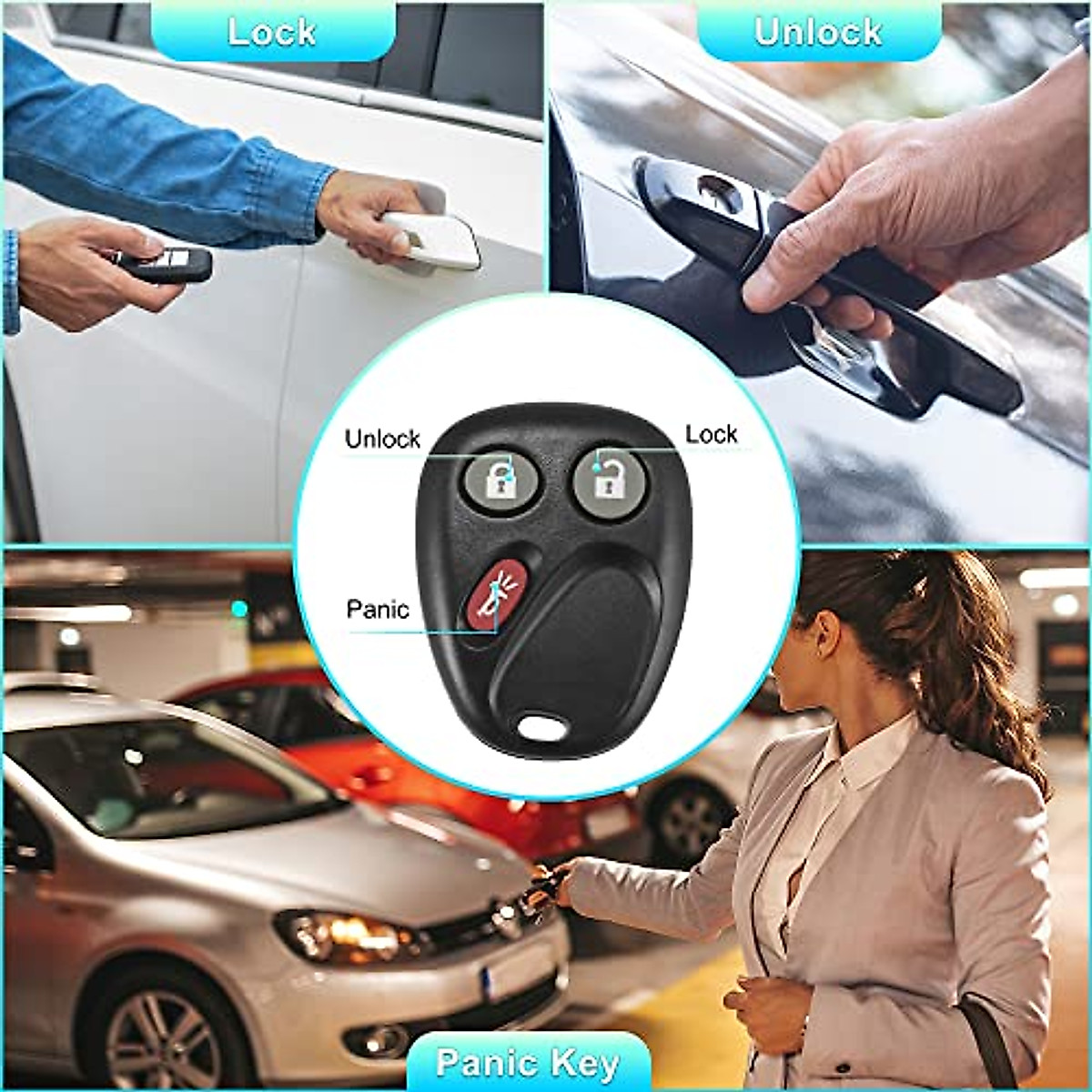 X AUTOHAUX 315MHz MYT3X6898B Replacement Keyless Entry Remote Car Key Fob for Chevy Trailblazer for GMC Envoy 2002-2007 for Isuzu Ascender 2003-2008 for Buick Rainier 2004-2007 3 Buttons