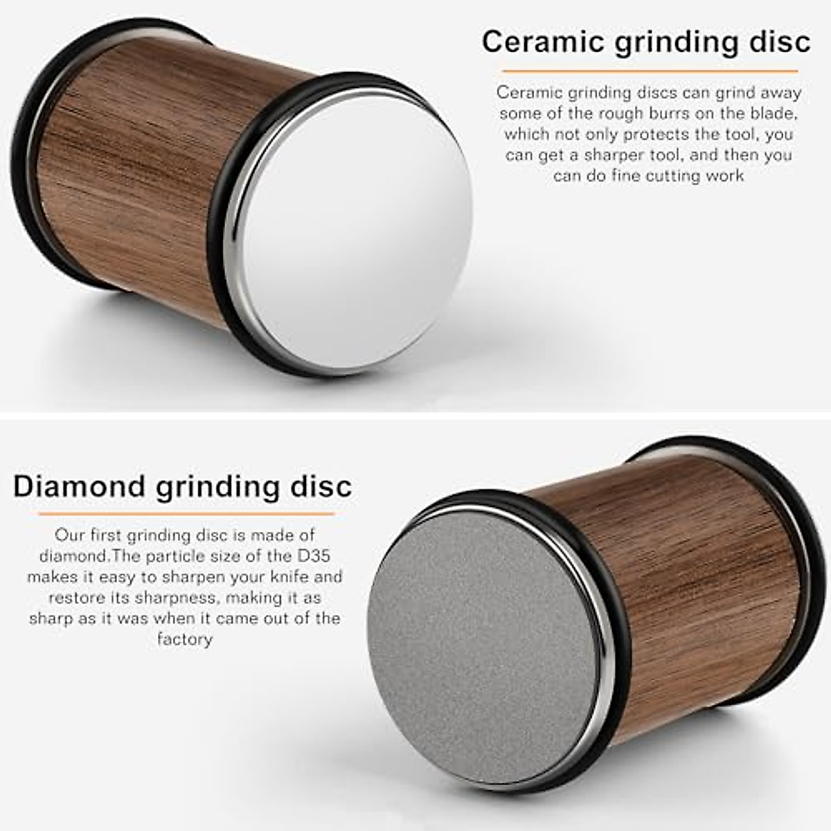 Rolling Knife Sharpener Kit, Roller Knife Sharpener with Industry Diamonds and Ceramic Discs, Knife Sharpening Tool for Kitchen Knives with 15 & 20 Degrees, Full Knife Sharpener