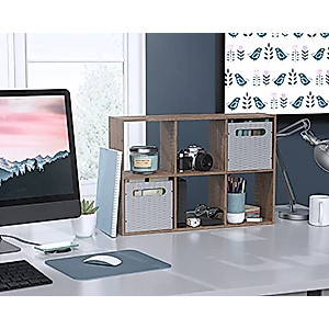 ClosetMaid Mini 6-Cube Desktop Storage Wall Mount Organizer, Weathered Teak