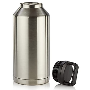 PARNOO Hot & Cold Stainless Thermos Bottle with Black handle 64 oz, Triple Wall Vacuum Insulated Stainless Steel, 12 inchx5 inch