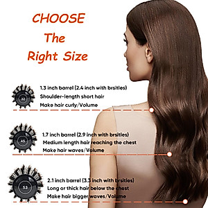 Elfirly Round Brush for Blow Drying, Ionic Tech Thermal Ceramic Round Hair Brush for Blow Out, Barrel Brush with Boar Bristles for Hair Curling, Styling (3 Pack - Barrel 1.3 inch, 1.7 inch, 2.1 inch)