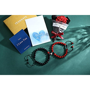 XIANNVXI Couples Bracelets His and Her Matching Couple Valentines Day Gifts Bracelets Jewelry (Black&Red)