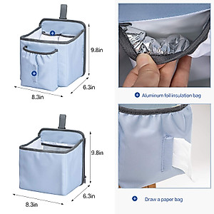 MOMIGO Baby Diaper Caddy Bag Stacker Organize - Nursery Storage Bin for Diapers, Wipes & Toys with Insulation Pocket - 2pcs Diaper Organizer for Crib Wall (Blue)