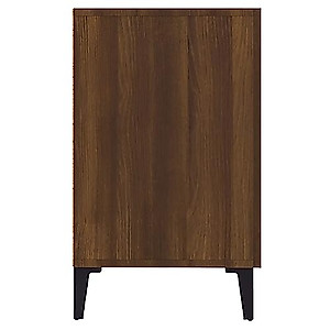 loibinfen Sideboard Buffet Server Storage Cabinet with Drawers and Doors, Console Table Home Kitchen Sideboard with Metal Legs, Dining Room Furniture Cupboard, Brown Oak 39.4"x14.2"x23.6" -AA