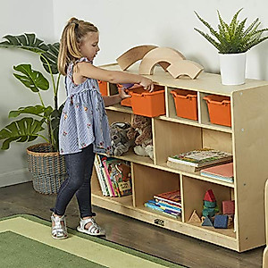 ECR4Kids Scoop-Front Storage Bins, Easy-to-Grip Design Storage Cubbies, Kid Friendly and Built to Last, Pairs with ECR4Kids Storage Units, 10-Pack, Orange