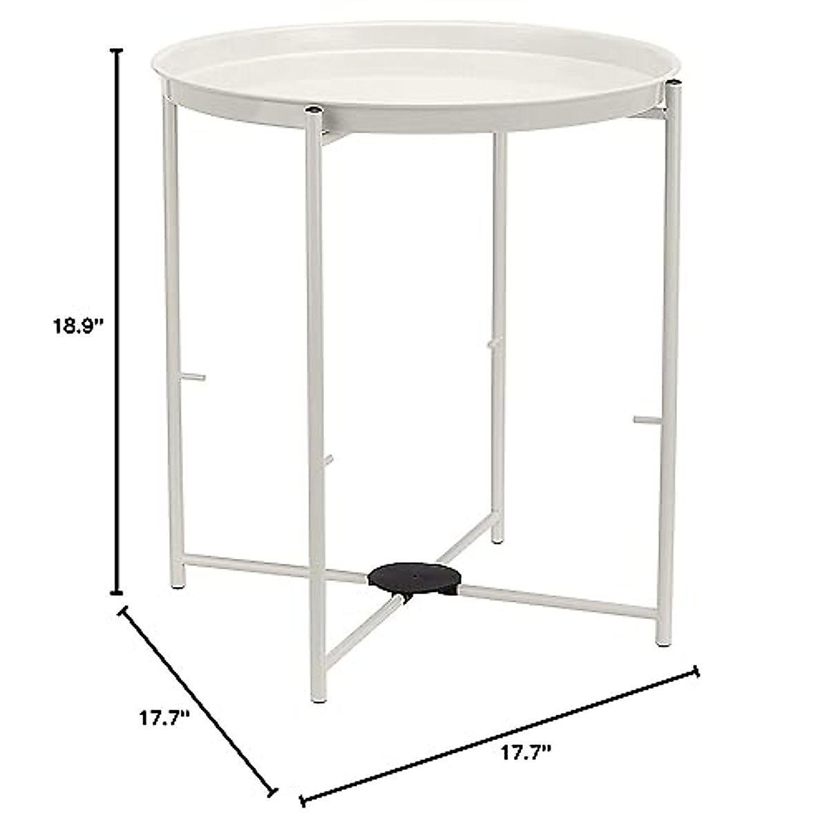 Amazon Basics Round Storage End Table, Side Table with Cloth Basket, White/Heather Gray, 18 in x 18 in x 19 in