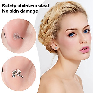 780 Pieces 3 Sizes Ball Post Earring Studs with Loop 4 mm 5 mm 6 mm Round Ball Earring Posts, Butterfly Earring Backs, Silicone Clear Earring Backs, Open Jump Rings for DIY Jewelry (Silver)