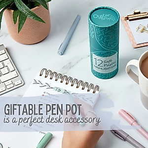 Oyster&Pop 12 Pcs Dual Tip No Bleed Pastel Highlighters | Aesthetic Desk Accessories & Book Highlighters | Cute No Bleed Highlighters for Journaling | Highlighters Aesthetic | Giftable Pen Pot