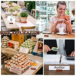 25 Pcs Wood Place Card Holder 2 Inch Rustic Table Number Holders Stands Wooden Sign Holders Photo Card Display Wood Stand for Wedding Party Birthday Retail Shop Office Pictures Menu Decorations