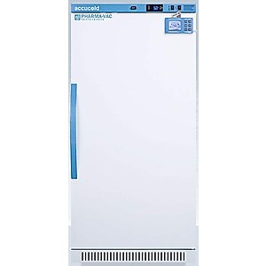 AccuCold ARS8PVDL2B 24 Upright Vaccine Refrigerator with 8 cu. ft. Capacity Plastic-Coated Wire Shelves Temperature Alarm and Factory-Installed Lock in White