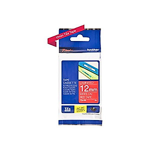 Brother TZe-435 Labelling Tape Cassette, White on Red, 12 mm (W) x 8 m (L), Laminated, Brother Genuine Supplies