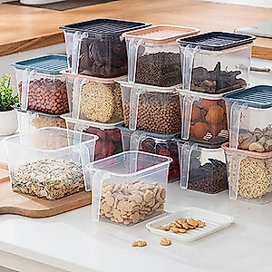 Cabilock Flour Container 5pcs Kitchen Food Containers 3 Layer Fridge Storage Bins Organizer with Lids Handle for Refrigerator Cabinet Desk Blue Size S Freezer Storage Bins