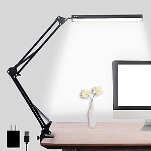 LED Desk Lamp with Wireless Charger, Dimmable Office Desk Light with USB-C 18W Fast Charging Port, Foldable Office Desk Lamp, Touch Control, Auto Timer, Eye-Caring Table Desk Lamps for Home Office