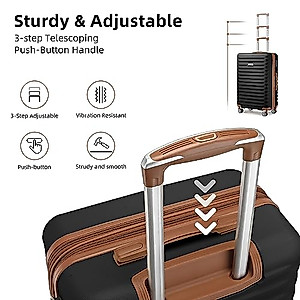 LARVENDER Luggage Sets 4 Piece, Expandable(Only 24"&28") ABS Suitcase with 360° Spinner Wheels, Durable Luggage Sets Clearance Carry On Luggage Suitcase Set For Women Men, Black