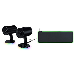 Razer Nommo Chroma: Custom Woven 3" Glass Fiber Drivers, Black & Goliathus Extended Chroma Gaming Mousepad: Customizable Chroma RGB Lighting, Soft, Cloth Material, Classic Black