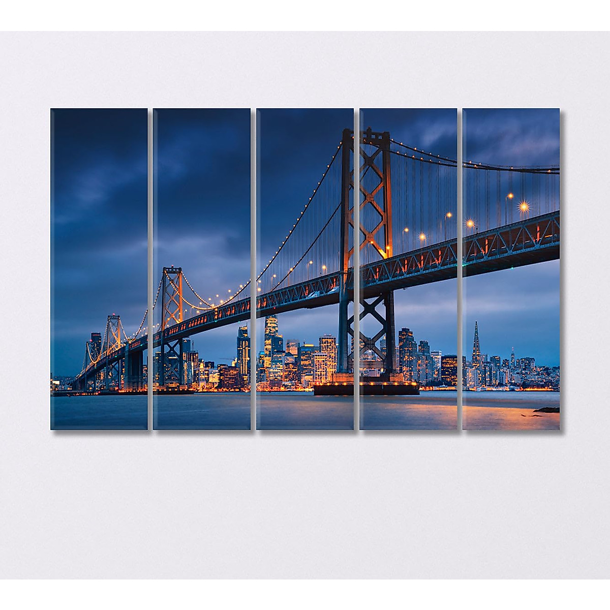 Downtown San Francisco with Oakland Bridge USA Canvas Print 1 Panel / 36x24 inches