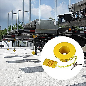 KAYCENTOP King Pin Lock 5th Wheel Locks Trailer Hitch Lock Heavy Duty Fifth Wheel Kingpin Lock Towing Hitch Lock Anti Theft Steel with Yellow Caution Tag for Trailers Rv