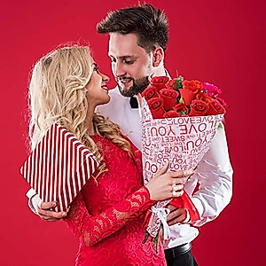 CHRORINE 50 Sheets Tissue Paper Valentines Wrapping Paper 5 Style Pink Tissue Paper Bulk for Packaging Valentine's Day Wedding Art Craft