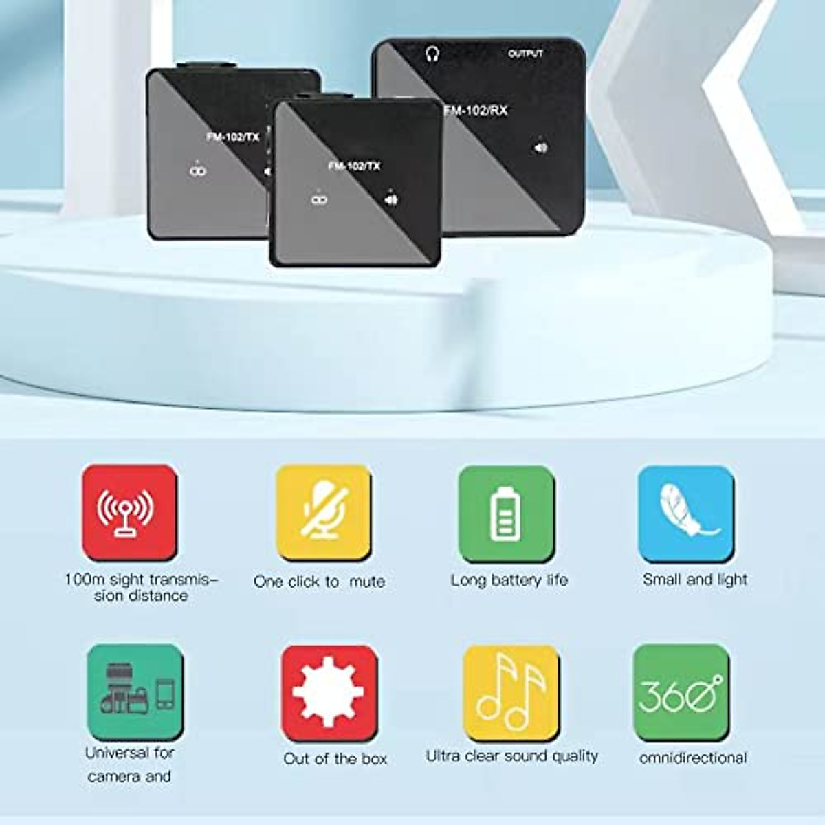 Wireless Lavalier Microphone, for DSLR Cameras Camcorders Mobile Phone Computer Sound Card, Noise Reduction Omnidirectional Clip On Mic System, for Recording