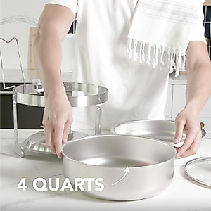 Alpha Living Chafing Dish Buffet Set of 4 – Complete Stainless Steel Chaffe Buffet Set with Glass Lids, Chafing Fuel Holder – Elegant and Practical Warmer Trays for Buffet, Wedding, Catering Supplies