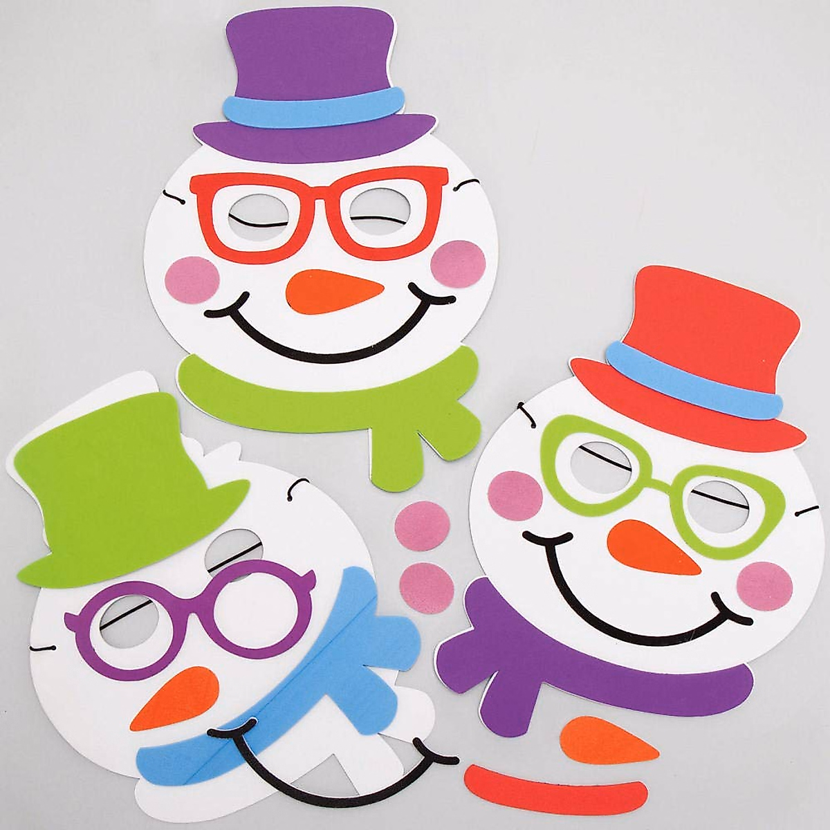 Baker Ross AX528 Snowman Mask Costume Kits for Kids - Pack of 4, Foam Arts and Crafting Activities for The Festive Season