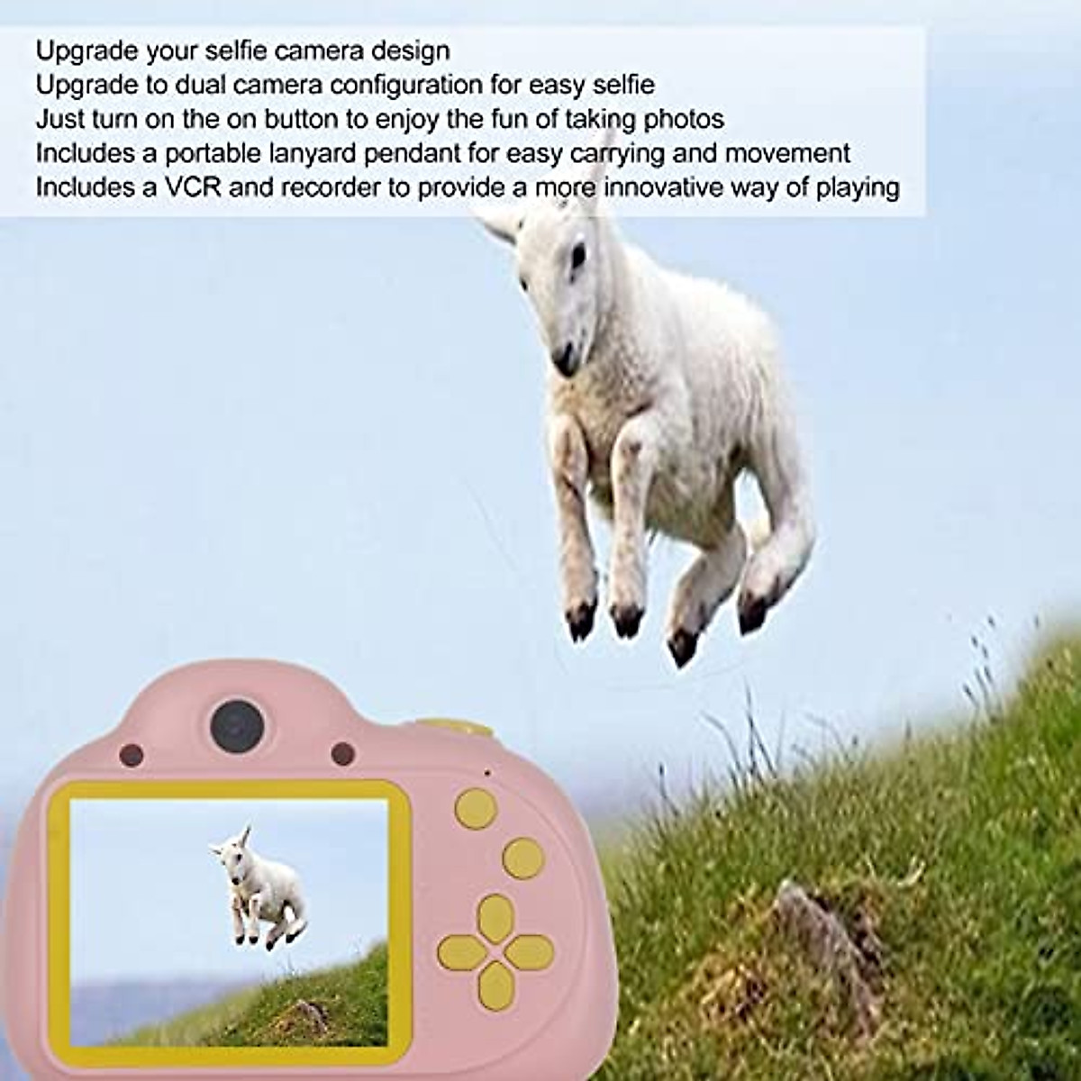 Selfie Camera, Portable ABS Kids Toy Camera 2.4 Inch 1920x1080 with Storage Card for Toy