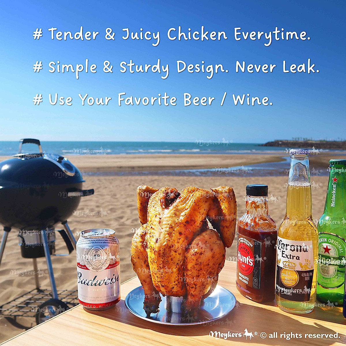 Meykers Beer Can Chicken Stand [New Upgraded] for Grill Smoker Oven | Vertical Beer Butt Chicken Holder Roaster | Made of 304 Stainless Steel Dishwasher Safe | BBQ Rack Barbeque Accessories (1 Pack)