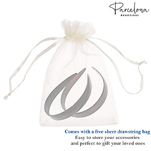 Parcelona French Wide 3/4" Shell Brown and Black Celluloid Set of 2 Headbands for Women