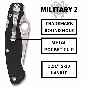 Spyderco Military 2 Folding Pocket Knife with 4 Inch CPM S30V Steel Blade and G-10 Handle - CombinationEdge - C36GPS2