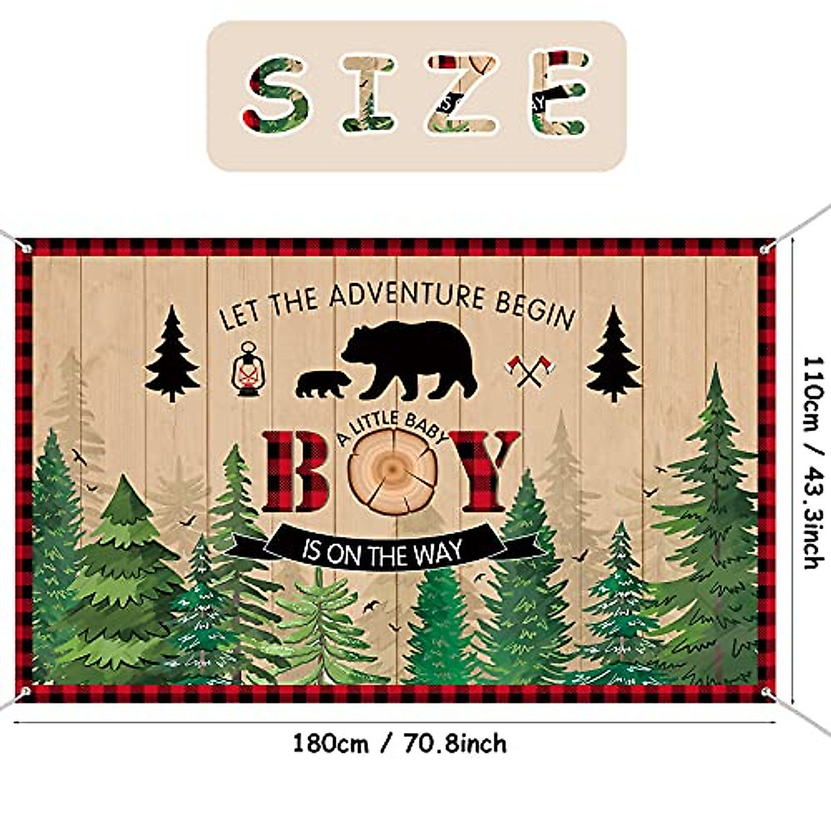 Lumberjack Baby Shower Party Decorations Backdrop for Boy Buffalo Plaid Party Supplies Adventure Themed Party Decorations