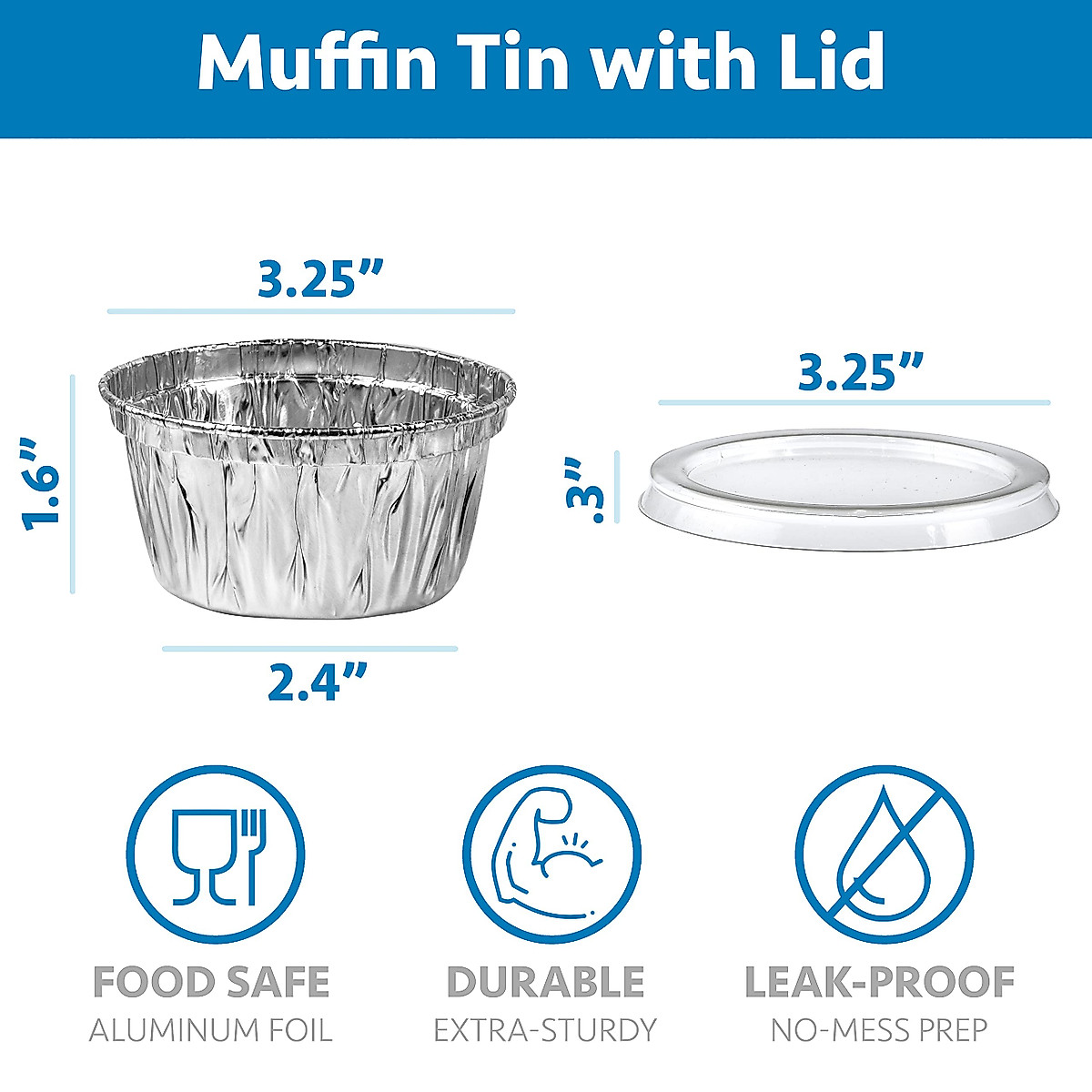 Premium Aluminum Foil Ramekins With Lids | Heavy Duty Disposable Mini Ramiken Set | Perfect Bake Pans For Cupcakes, Creme Brulee, Cakes, Sauces, Condiments, Samples | 100 Pack