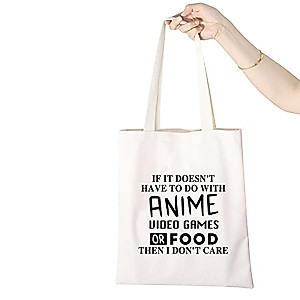 WCGXKO Anime Lover Gift Video Gamer Gift Foodie Gift Funny Tote Bag For Anime Fans Gamer Food Lover (Anime video Food2)