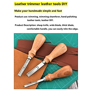 XILEWHZF Leather Edge Skiving Beveler Tool Set, Wide Mouth Leathercraft Edge Skiving Beveler Leather Edge Trimmer with Wooden Handle Three Sizes(4mm,6mm and 8mm)