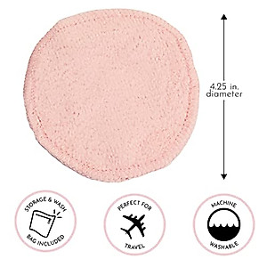 S&T INC. Makeup Remover Wipes for Skin Care with Laundry and Storage Bag, Reusable Makeup Wipes or Face Towels, Travel Essentials, Pink, 4.25 In. Diameter, 16PK