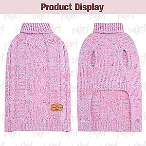 BEAUTYZOO Small Dog Sweater -Turtleneck Pullover Classic Cable Knit Fuzzy Winter Coat Dog Cold Weather Clothes for Small Medium Dogs Puppy Girl Boys(Gradient Rose, XXS)