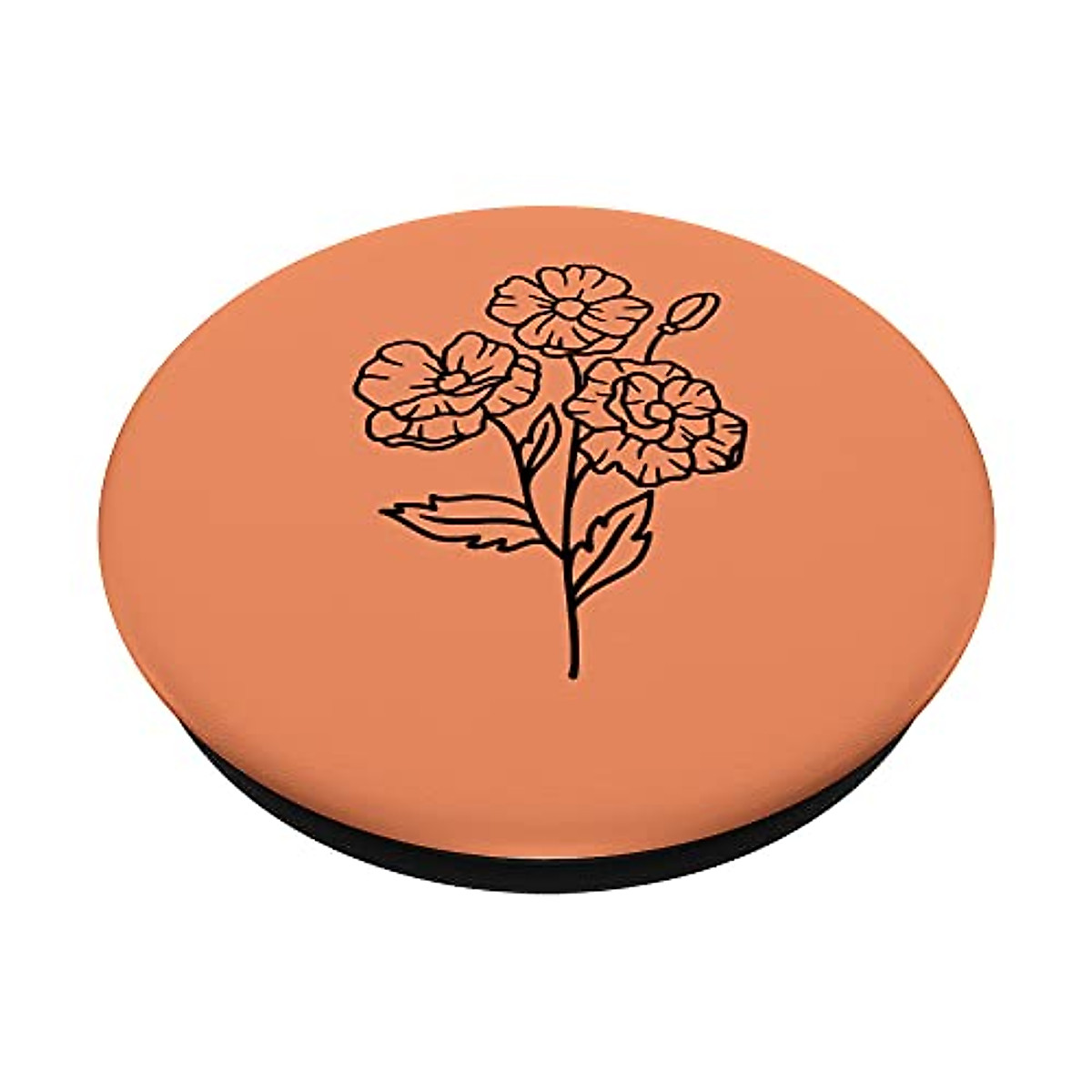 Papaya - Poppy Boho Floral Line Art Minimalist PopSockets Swappable PopGrip