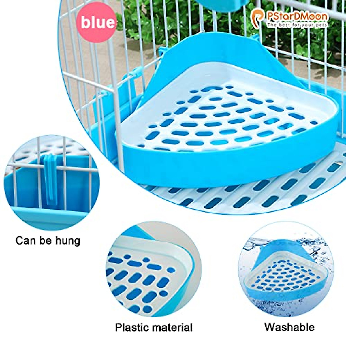 Triangle Rabbit Litter Box Bunny Potty Training Corner Small Animal Toilet Litter Box Pet Toilet Bedding Pee Pan Tray for Baby Rabbit,Guinea Pigs,Chinchillas,Ferrets (Blue)