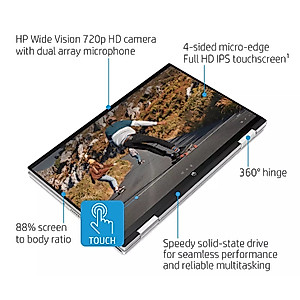HP - Pavilion x360 15.6 in Full HD Touchscreen 2-in-1 11th Intel Core i5-1135G7 8 GB RAM 512GB SSD Backlit Keyboard - 2 Year Warranty Care Pack - Windows 10 Free Upgrade to Wind 11, 15-15.99 inches