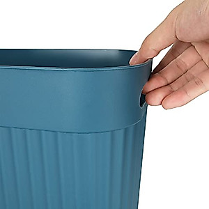 ZOFORTY 3 Pack Slim Plastic Trash Can Wastebasket 3 Gallon Garbage Container Bin with Handles for Bathroom, Kitchen, Office, Dorm (Blue, Rectangular)