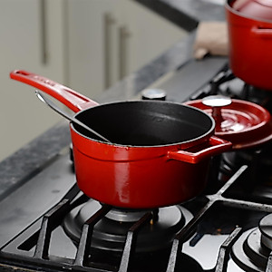 Lava Signature Enameled Cast-Iron 1 Quart Sauce Pan with Iron Handle, Cobalt Blue