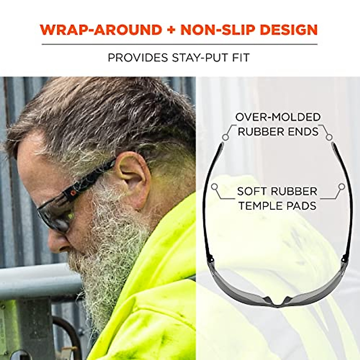 Ergodyne - 59283 Skullerz VALI Frameless Safety Glasses, Lightweight, Anti Fog Indoor/Outdoor Lens Matte Black