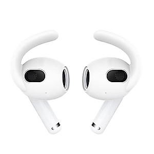 ALXCD Ear Hook Ear Tips Compatible with AirPods 3, 1 Pair Over-Ear Soft Adjustable Ear Hook & 2 Pairs Sport Silicone Ear Tips in 1 Set [Anti Slip][Anti Lost], Compatible with AirPods 3 (1C+2S) White