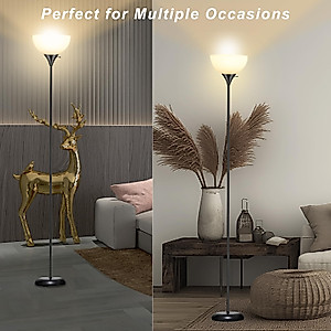 Standing Lamp, Floor Lamp, Led Floor Lamp with 3 Levels Dimmable Brightness, Drop-Resistant White Lampshade, Rotary Switch, Industrial Metal Floor Lamp for Living Room Bedroom Study Office Kid’s Room