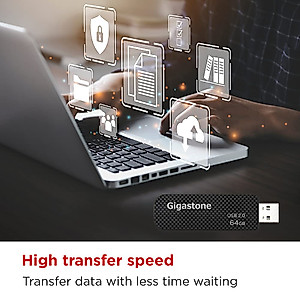 GIGASTONE V30 64GB USB 2.0 Flash Drive, Retractable Sliding Design Pen Drive, Carbon Fiber Style Thumb Drive, Reliable Performance & Durable