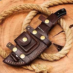 SUSA KNIVES Handmade D2 Steel Tracker Knife - Survival Knife - Camping Knife - Black Tactical Knife - Hunting Knife with Sheath Horizontal Carry Fixed Blade Knife (FORGED TRACKER)