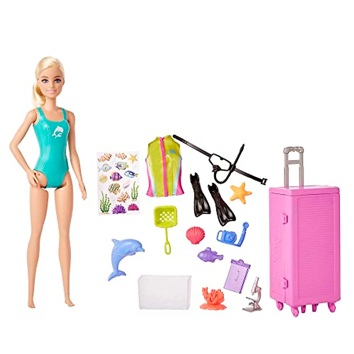 Barbie Marine Biologist Doll & 10+ Accessories, Mobile Lab Playset with Blonde Doll, Case Opens for Storage & Travel
