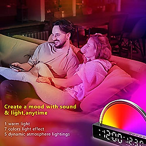 SinFoxeon Sunrise Alarm Clock, Wake Up Light with Simulation Sunrise Touch Dynamic Atmosphere Light 6 Natural Sounds 7 Color Sleep Breathing Light Suitable for Kids and Heavy Sleepers