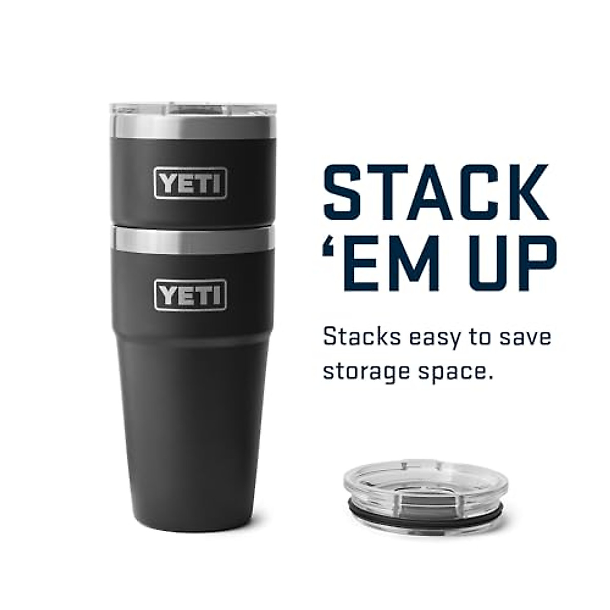 YETI Rambler 20 oz Stackable Tumbler, Stainless Steel, Vacuum Insulated with MagSlider Lid, Black