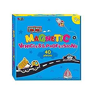 40 PCS Vehicle Magnets, Vehicles and Professions Fridge Magnets for Kids-Common Vehicles, Airplane, Boat & Occupations-Magnetic Transport Refrigerator Decors Educational Learning Toys for Toddlers